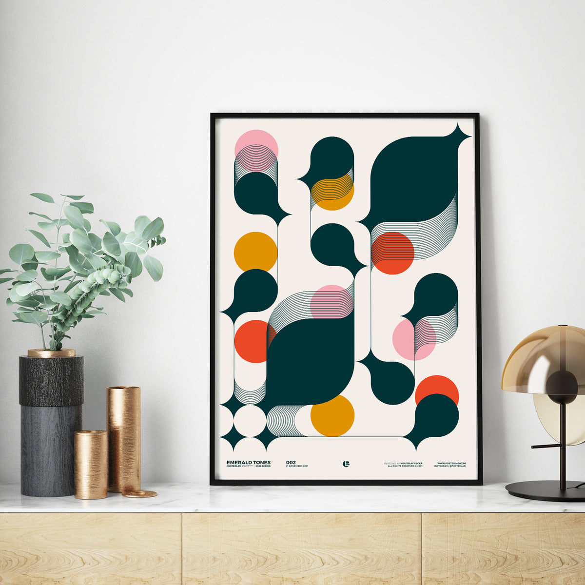 Emerald Tones: Printed poster designed by PosterLad